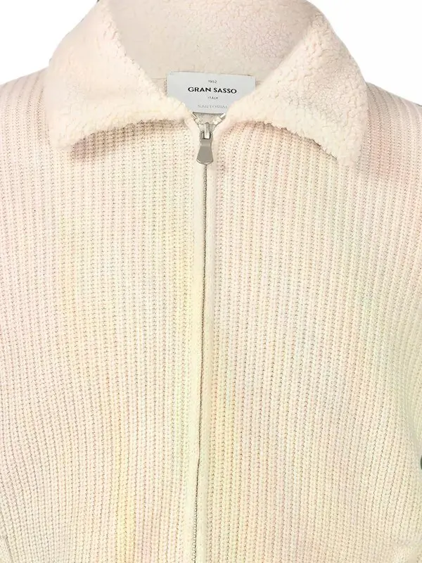 GRAN SASSO Shearling-collar Ribbed-knit Jacket