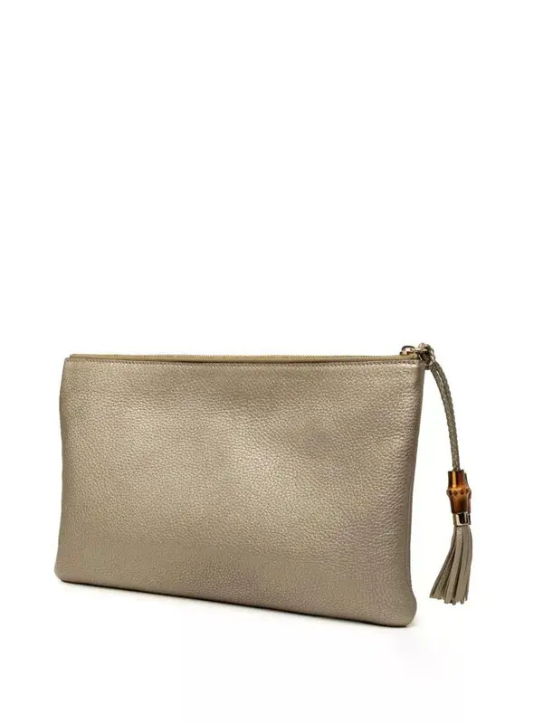 GUCCI 2000-2015 Calfskin Bamboo Tassel Clutch Bag