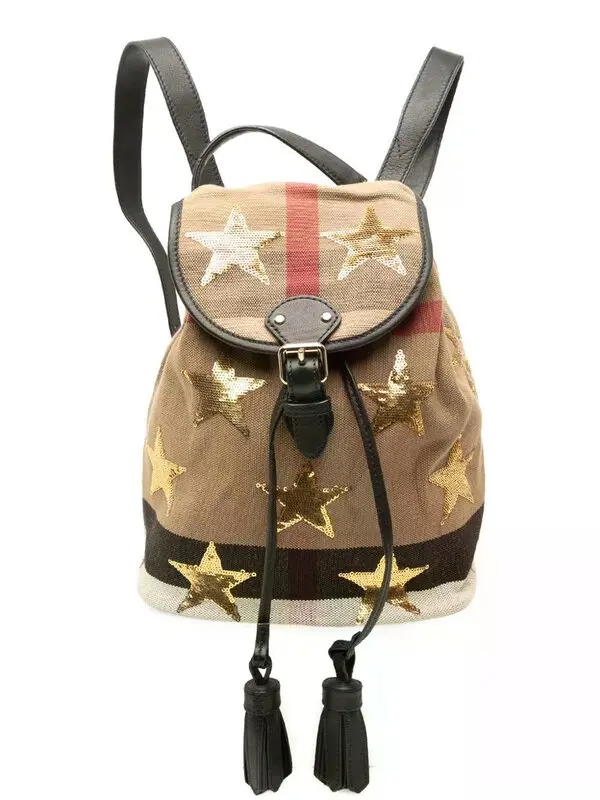 Burberry 2000-2017 Mega Check Canvas Star Sequin Backpack
