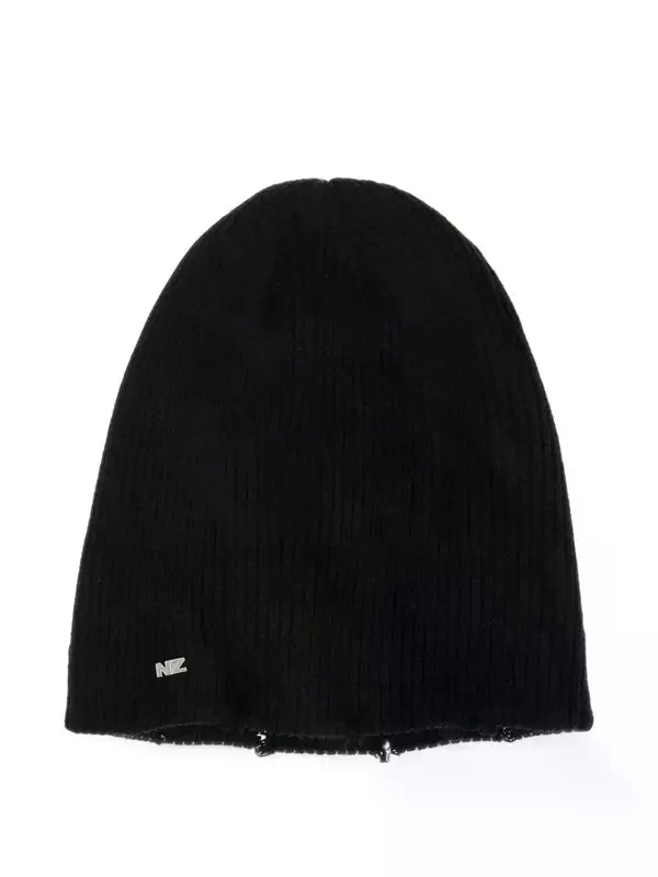 NATASHA ZINKO Distressed Knit Beanie Hat