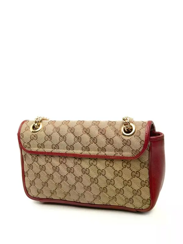 Gucci 2016-2026 Medium Gg Marmont Matelasse Diagonal Gg Canvas And Leather Shoulder Bag