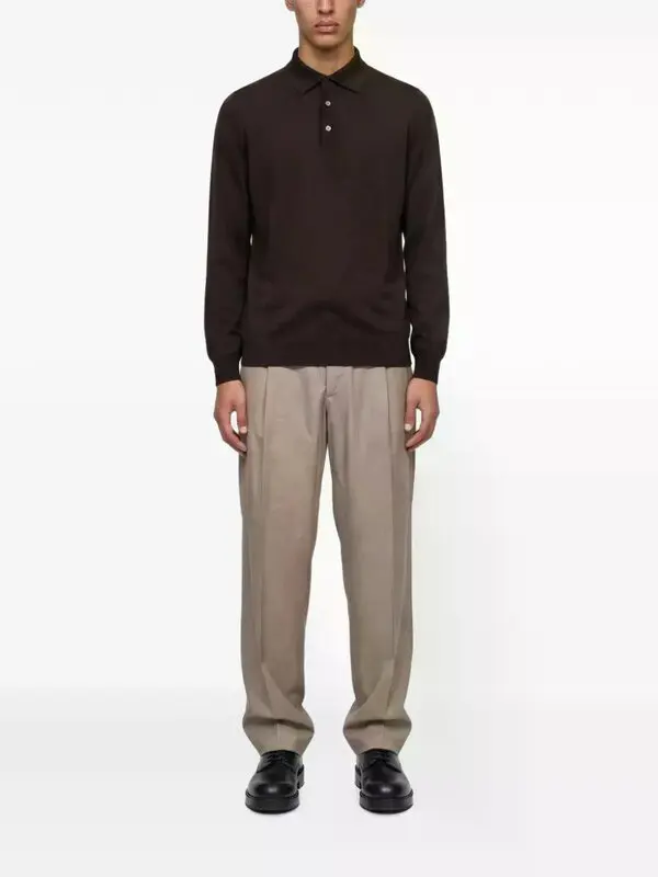 LARDINI Fine-knit Wool Polo Shirt