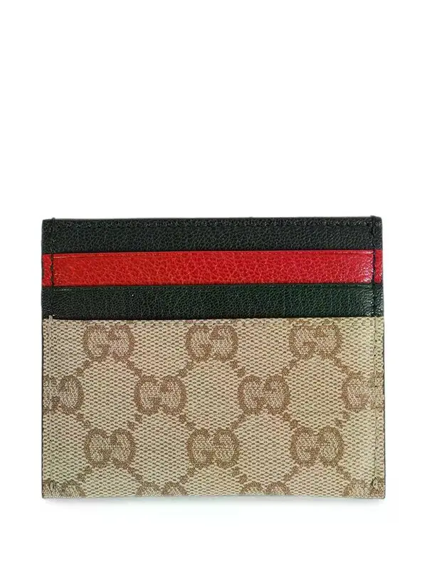 Gucci Gg Supreme Leather-trim Card Holder - Neutrals