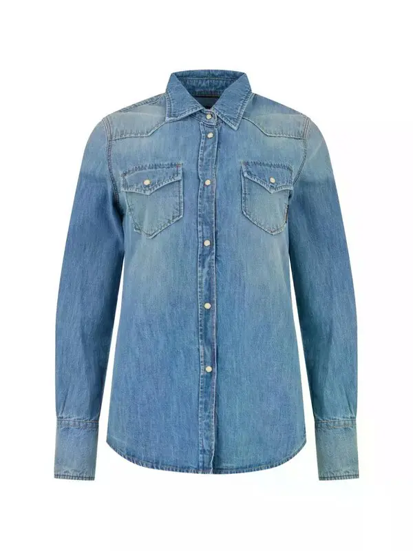MOORER Western-style Denim Shirt - Blue