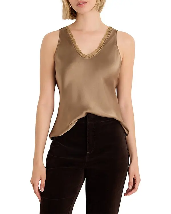 NIC+ZOE Day Gloss Lace Trim Tank - Hazelnut