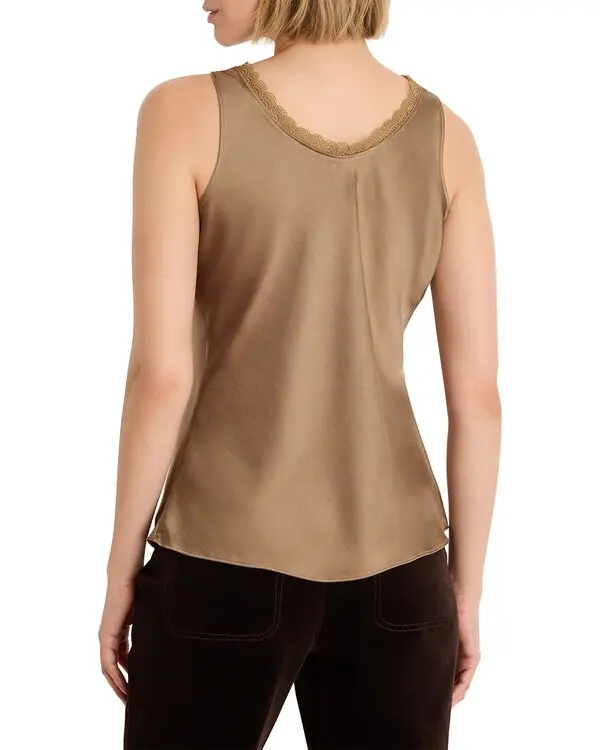 NIC+ZOE Day Gloss Lace Trim Tank - Hazelnut