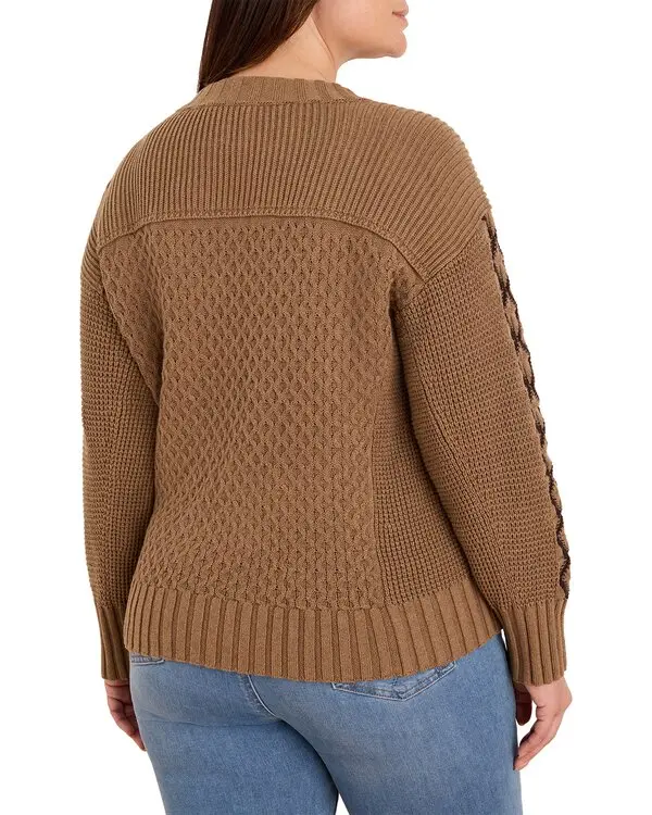 NIC+ZOE Criss Cross Mixed Stitch Sweater