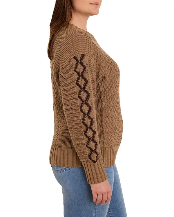 NIC+ZOE Criss Cross Mixed Stitch Sweater