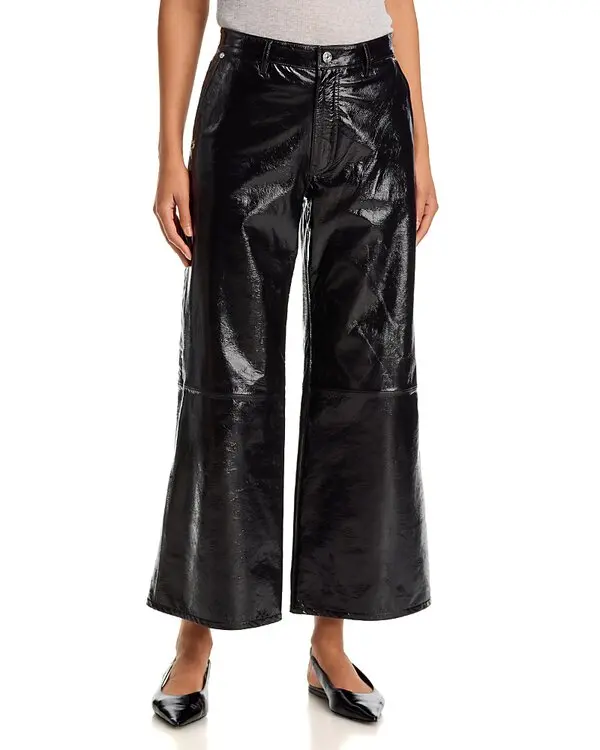 FRAME The Patent Leather High Rise Swing Jeans - Black