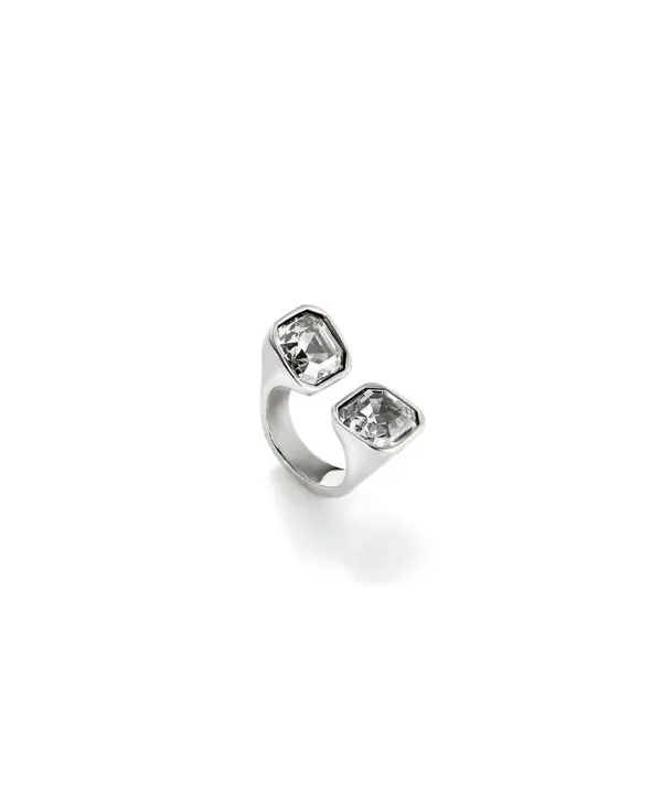 UNODE50 Sterling Plated Ring With White Crystal - Silver