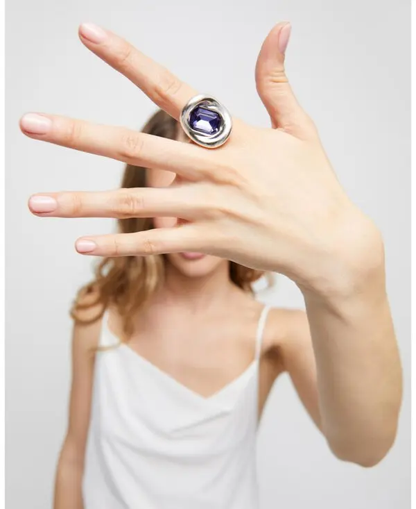 UNODE50 Sterling -plated Ring With Purple Crystal
