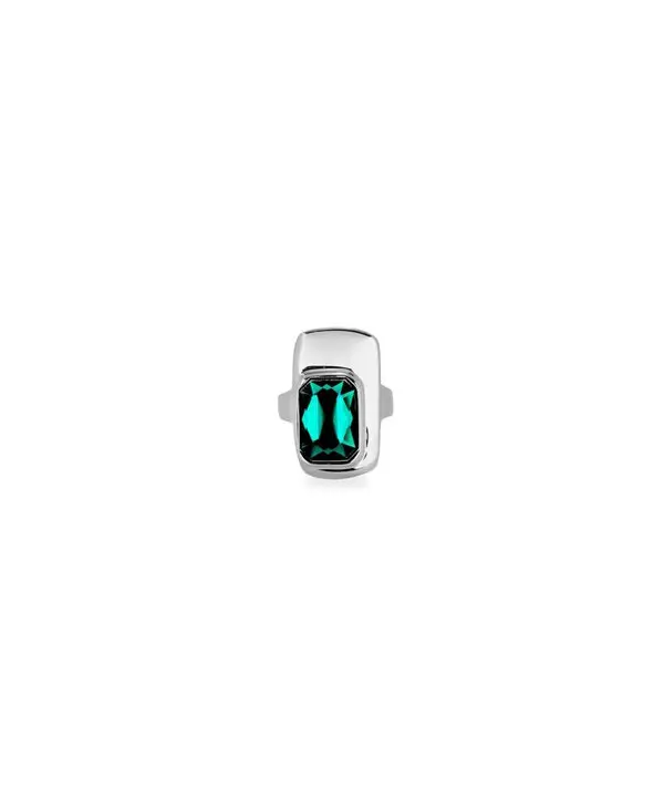 UNODE50 Sterling Plated Ring With Green Crystal