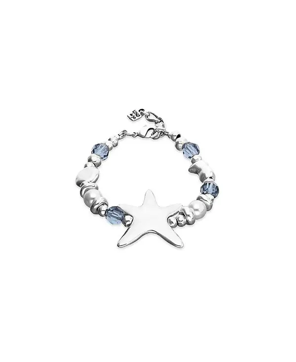 UNODE50 Tone Bracelet With Blue Faceted Crystals And Star - Silver