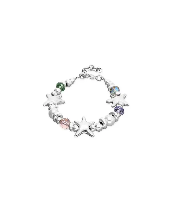 UNODE50 Tone Multicolor Faceted Crystal Bracelet - Silver