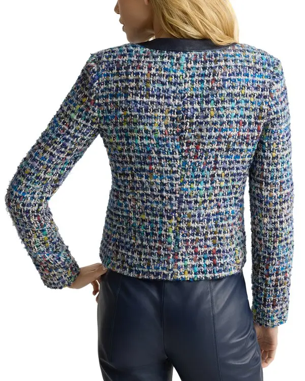 St. John Leather Trim Tweed Jacket