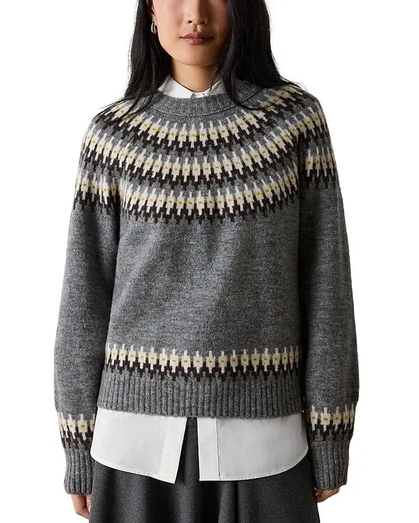 WHISTLES Fair Isle Round Neck Sweater