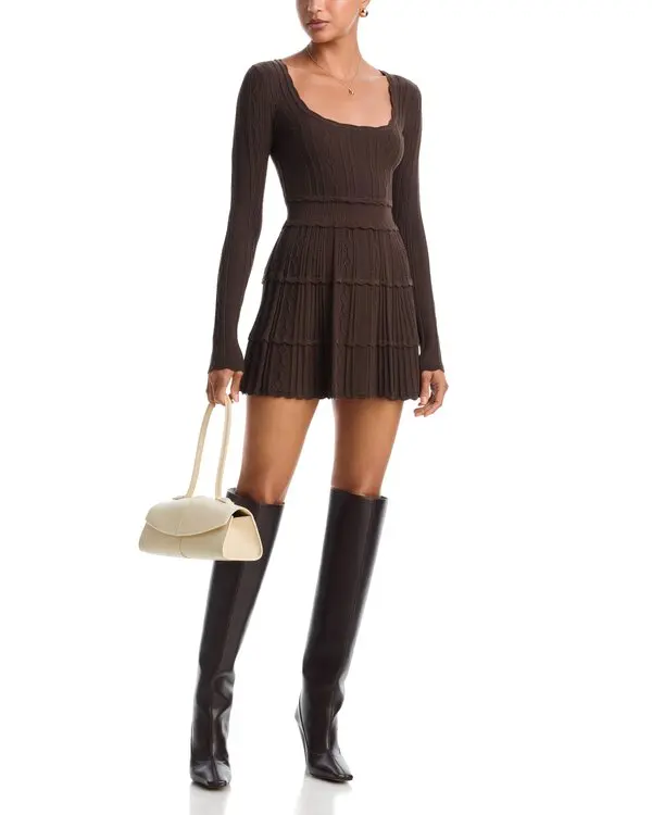 LoveShackFancy Lunelle Knit Mini Dress - Campfire Cocoa
