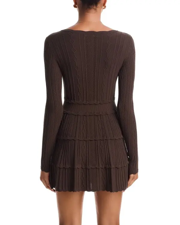 LoveShackFancy Lunelle Knit Mini Dress - Campfire Cocoa