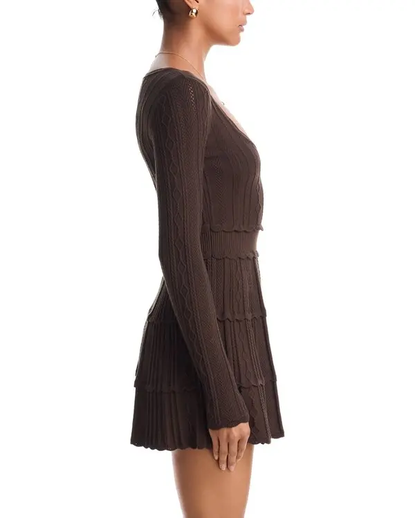 LoveShackFancy Lunelle Knit Mini Dress - Campfire Cocoa