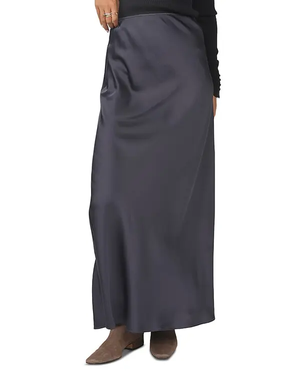POINT Satin A Line Slip Skirt - Navy