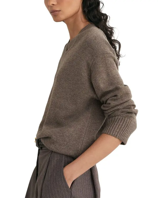 REISS Mari Wool & Cashmere V Neck Sweater - Dark Neutral