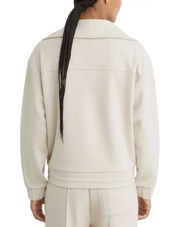 REISS Layla Funnel Neck Half Zip Sweatshirt - Ivory