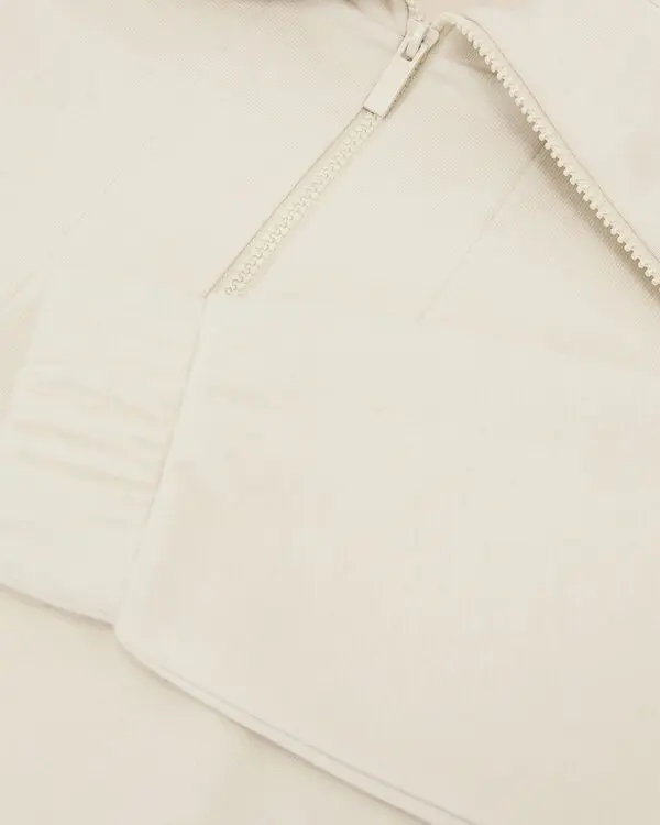 REISS Layla Funnel Neck Half Zip Sweatshirt - Ivory