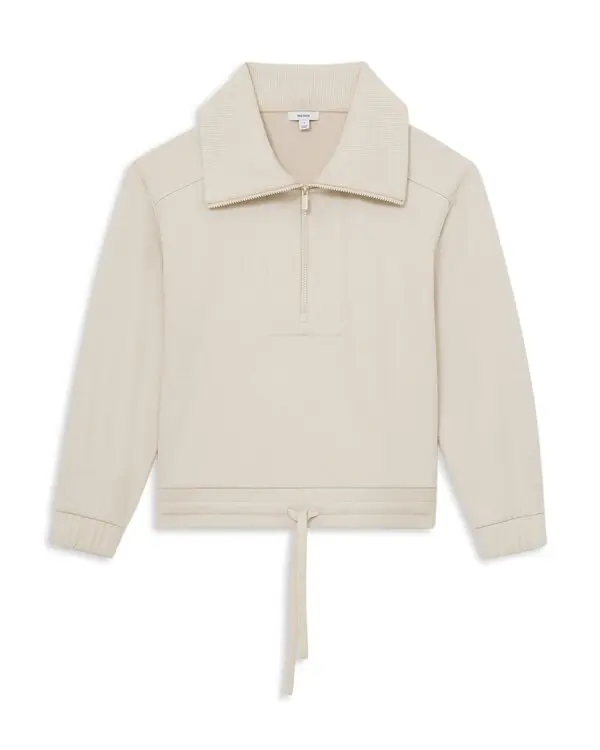 REISS Layla Funnel Neck Half Zip Sweatshirt - Ivory