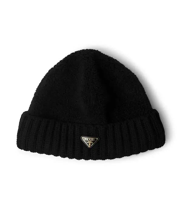 Prada Fleece And Wool Beanie - Black