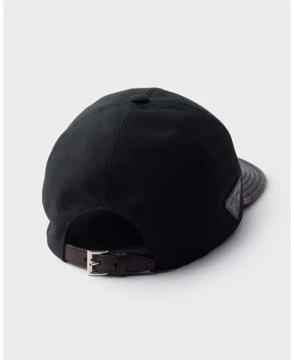 Prada Technical Cotton And Leather Baseball Cap