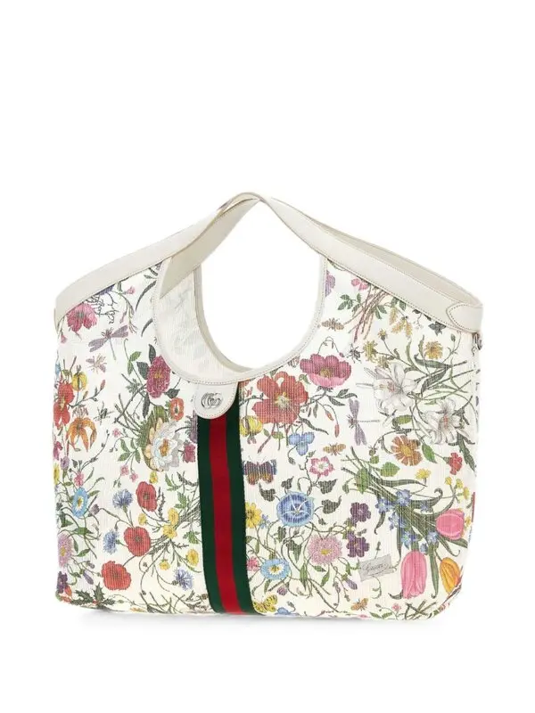 GUCCI Giglio Flora Print Large Tote
