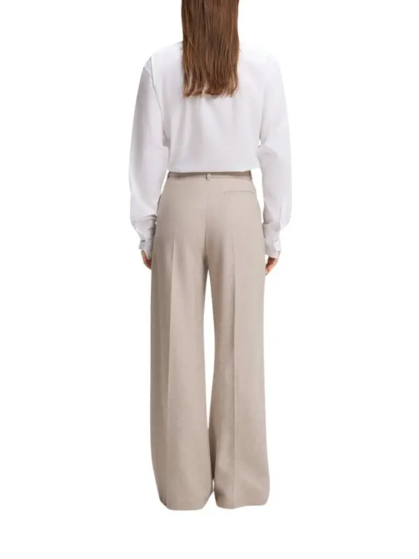 BOSS Wide-leg Trousers In Melange Flannel With Front Pleats