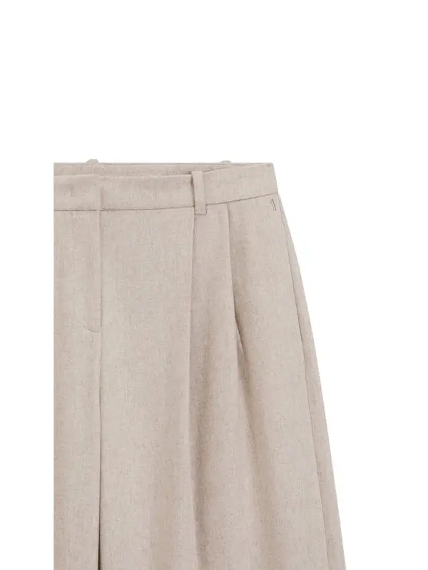 BOSS Wide-leg Trousers In Melange Flannel With Front Pleats