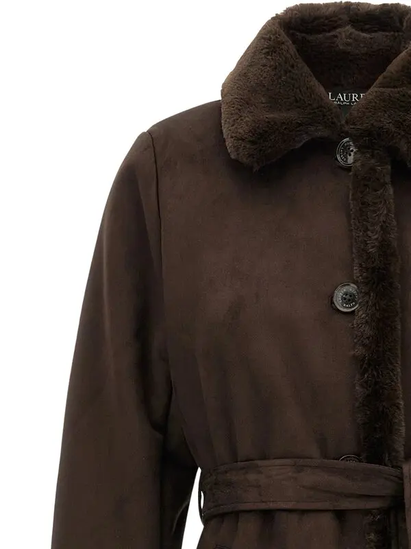 Ralph Lauren Faux-shearling Trimmed Belted Coat