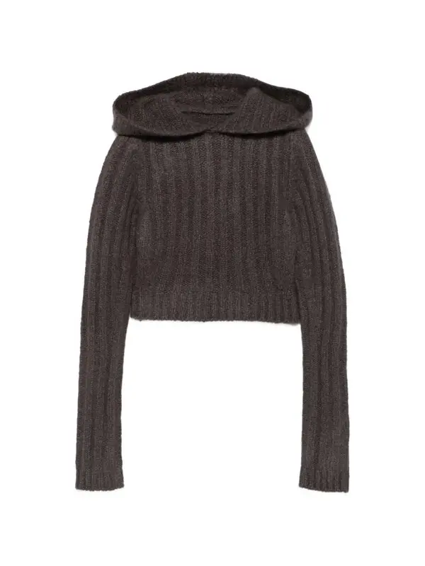 Rick Owens Cashmere Cropped Hoodie - Grey