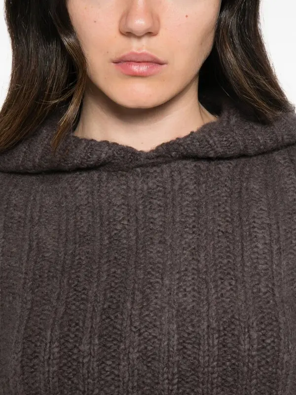 Rick Owens Cashmere Cropped Hoodie - Grey