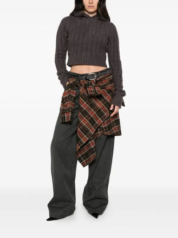 Rick Owens Cashmere Cropped Hoodie - Grey