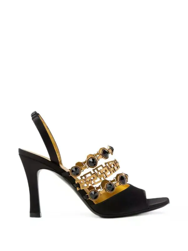 Versace Gemma Satin Sandals 90 Mm - Black