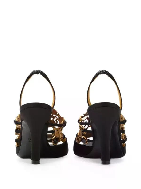 Versace Gemma Satin Sandals 90 Mm - Black