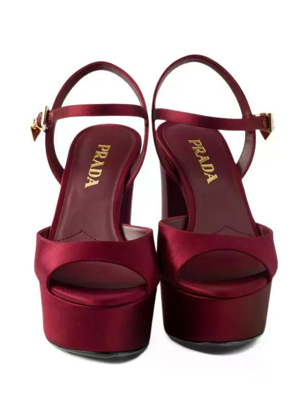 Prada Satin Platform Sandals - Red