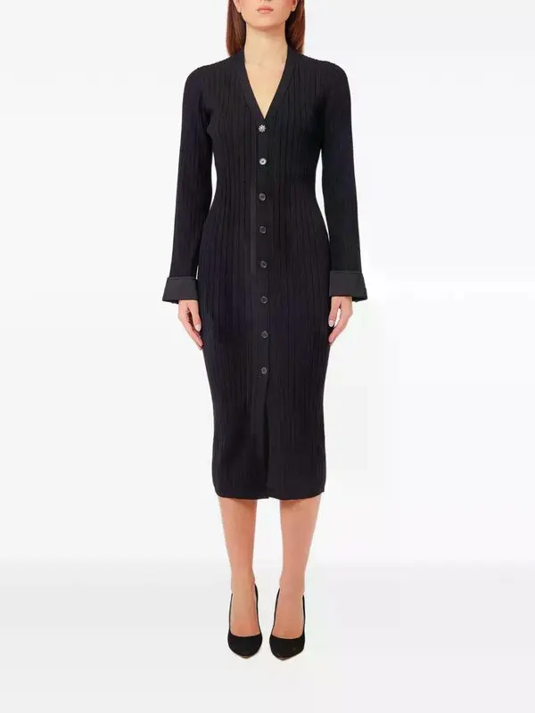 Liu Jo Ribbed-knit Button-down Midi Dress - Black