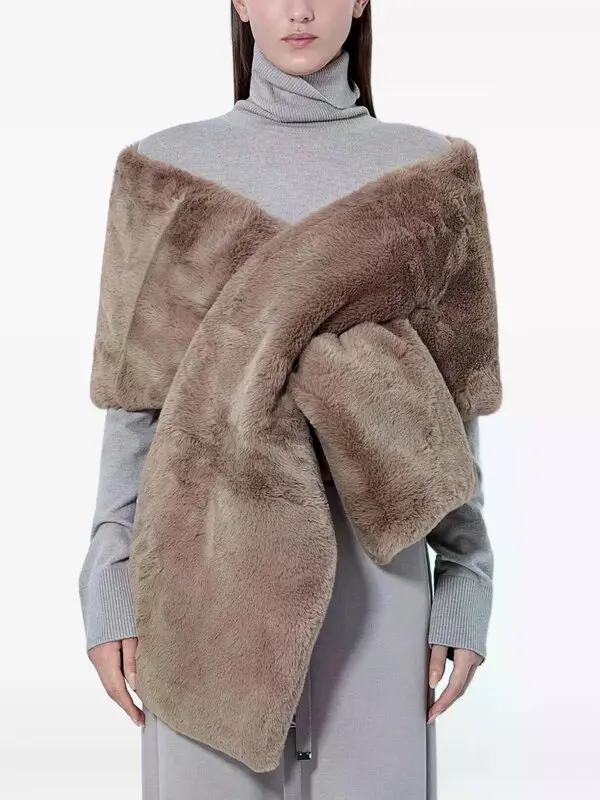 Max Mara Faux-fur Wrap Stole - Neutrals