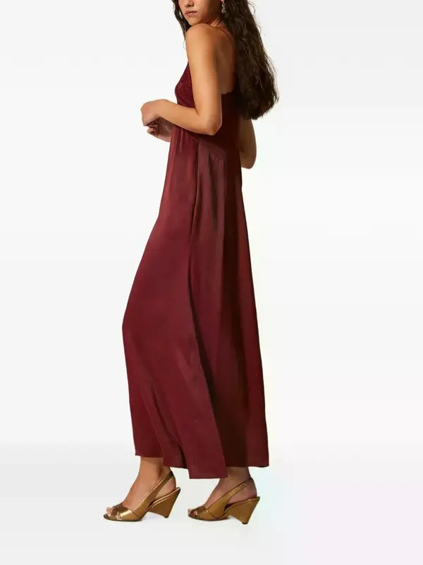 TWINSET Long Envers Satin Dress With Embroidery