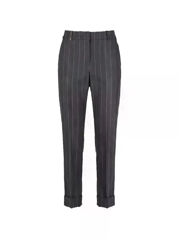 Peserico Pinstripe-pattern Turn-up Trousers