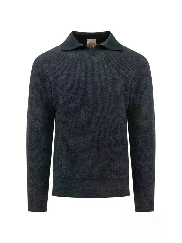 RAKKI Ribbed-knit Long-sleeve Polo Shirt