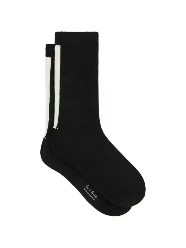 Paul Smith And White 'racer Stripe' Socks - Black