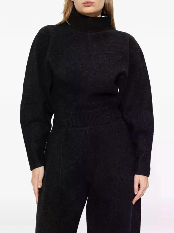 MAX MARA Cropped Wool And Cashmere Jersey Sweatshirt Dark