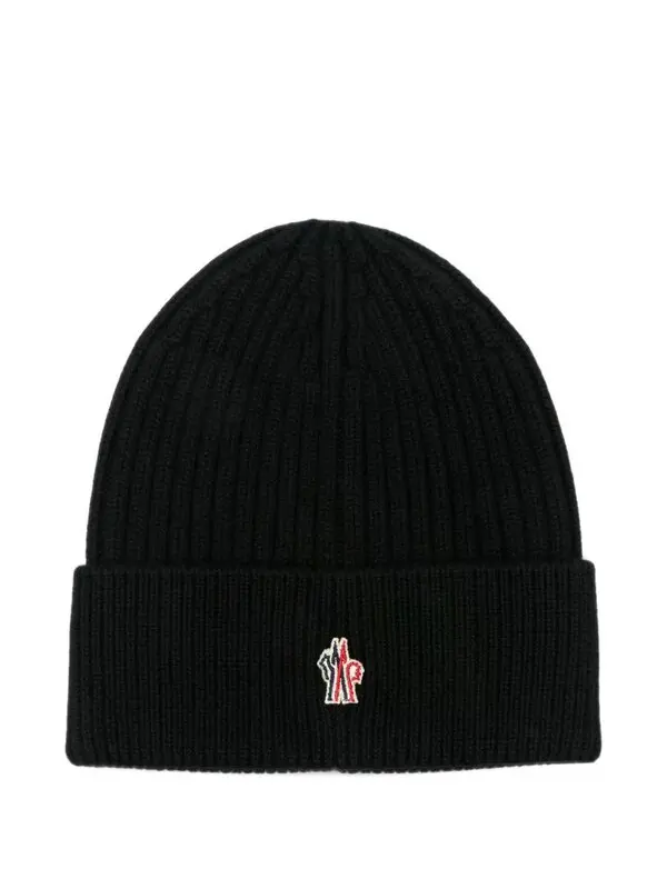MONCLER GRENOBLE Logo-patch Ribbed Beanie Hat