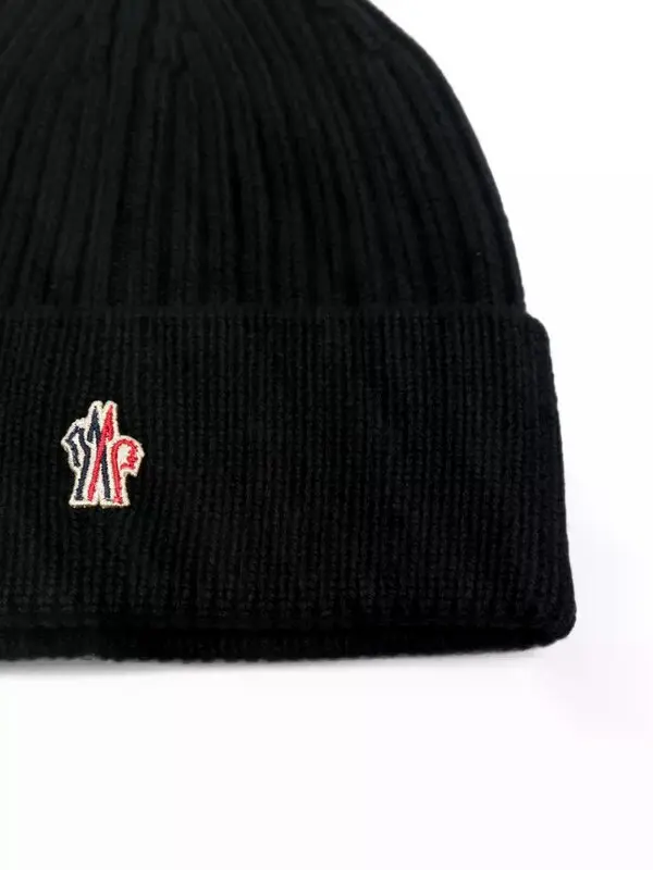 MONCLER GRENOBLE Logo-patch Ribbed Beanie Hat