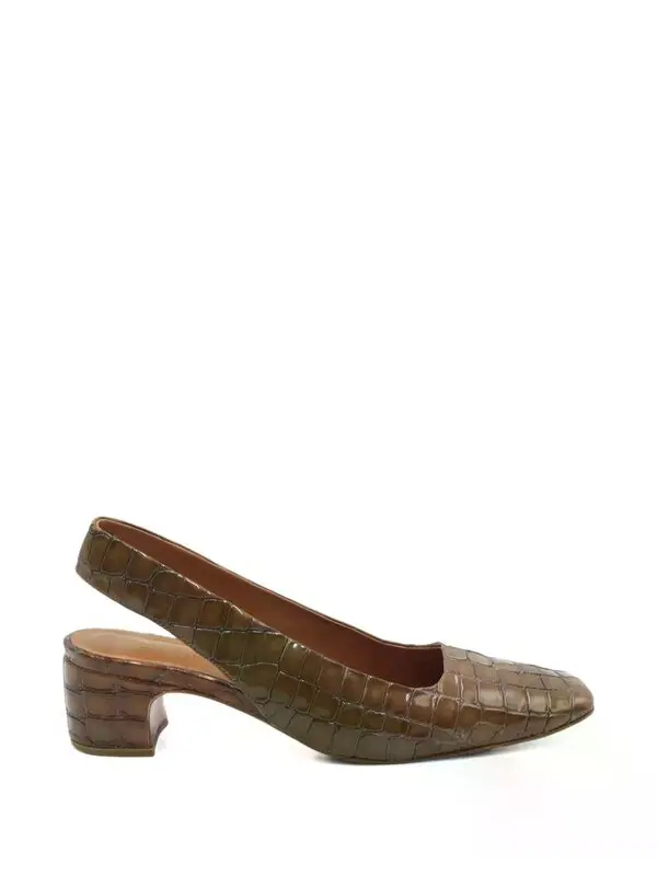 By Far Danielle Croc-effect Slingback Pumps